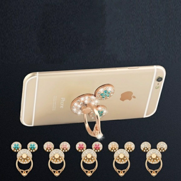 Disney | Accessories | Mickey Mouse Bling Phone Ring Stand Gold Minnie ...